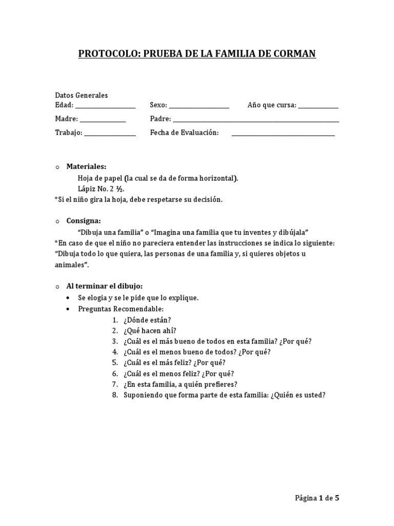 Prueba de La Familia Ideal-Corman | PDF