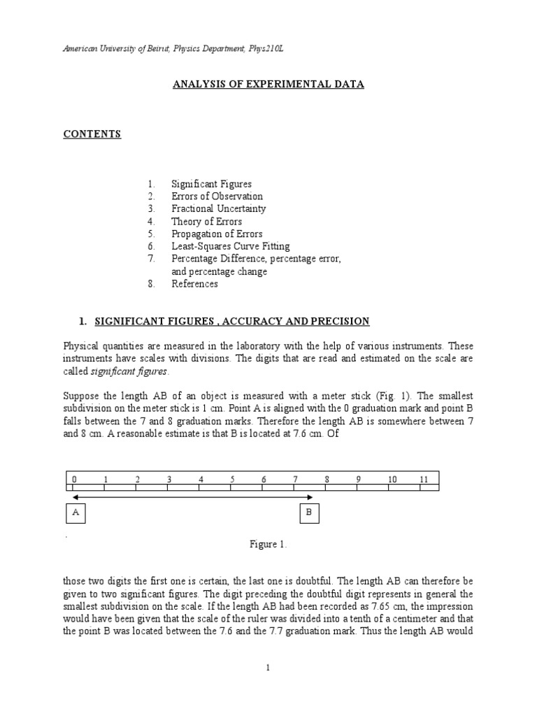 Analysis of Experimental Data | PDF | Significant Figures | Observational Error