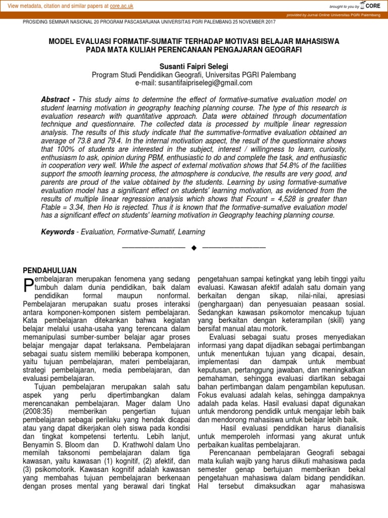 Evaluating the Impact of a Formative-Summative Assessment Model on Student Motivation in a ...