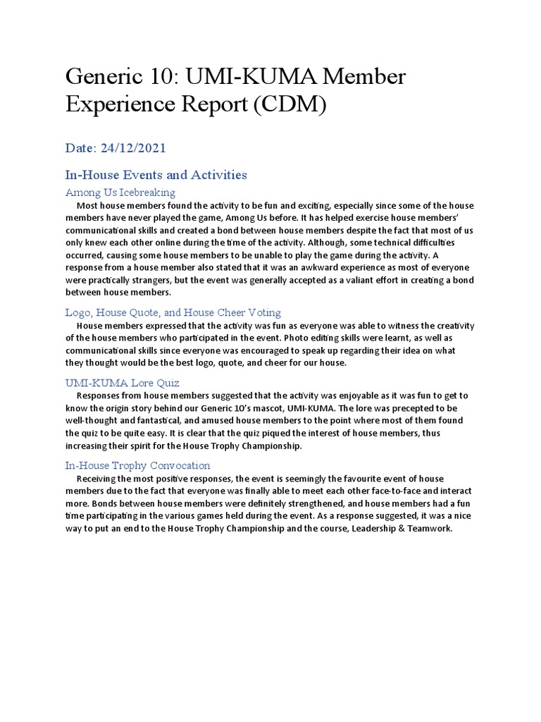 Generic 10 Report (CDM) | Download Free PDF | Leadership | Psychology