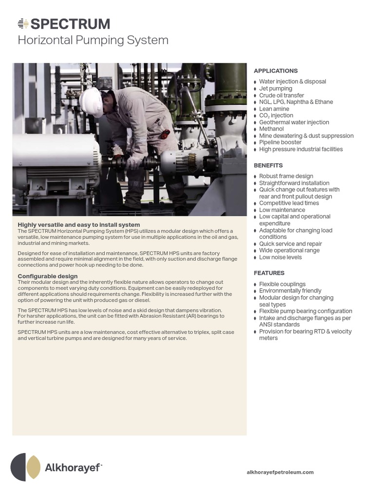 SPECTRUM Horizontal Pumping System | PDF | Pump | Bearing (Mechanical)