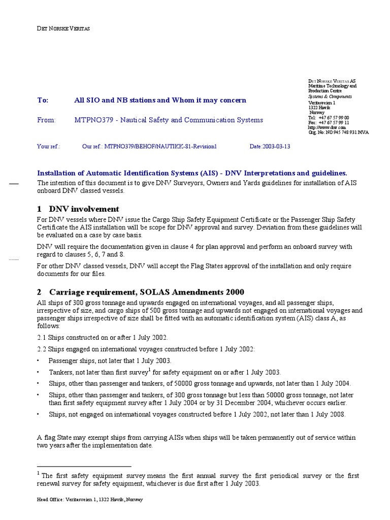 AIS Installation Guiderev1 | PDF | Antenna (Radio) | Ships