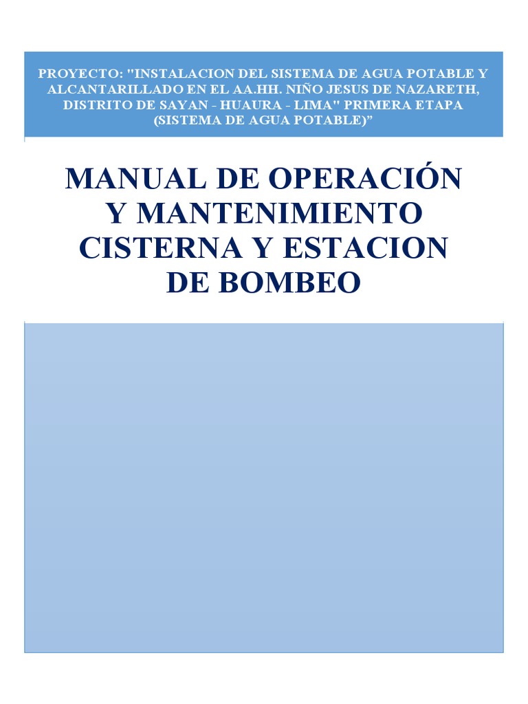Manual de Operacion y Mantenimiento Estacion de Bombeo | PDF | Agua | Bomba