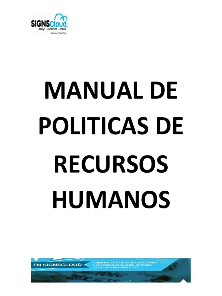 Manual de Politicas de Recursos Humanos | PDF | Gestión de recursos ...