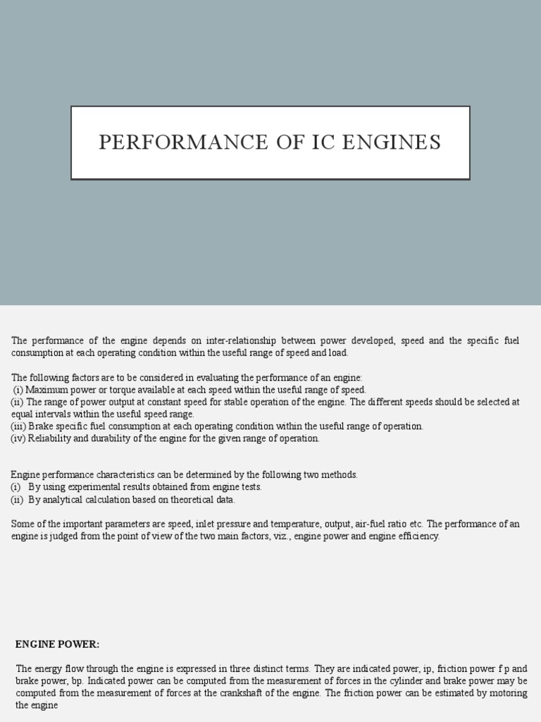 Performance of IC Engines | PDF | Internal Combustion Engine | Engines
