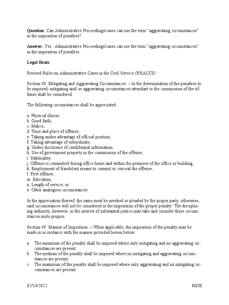 Admin Cases X Aggravating Circumstances | PDF | Mitigating Factor ...