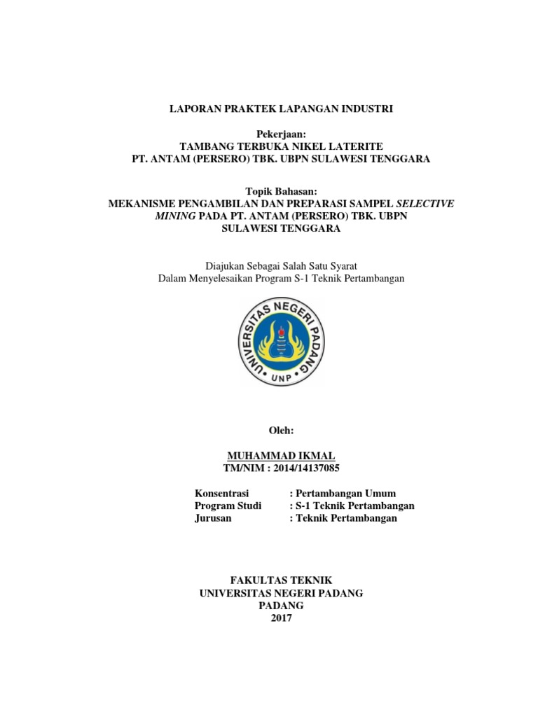 Laporanpli Muhammad Ikmal 14137085 s1 Teknik Pertambangan | PDF