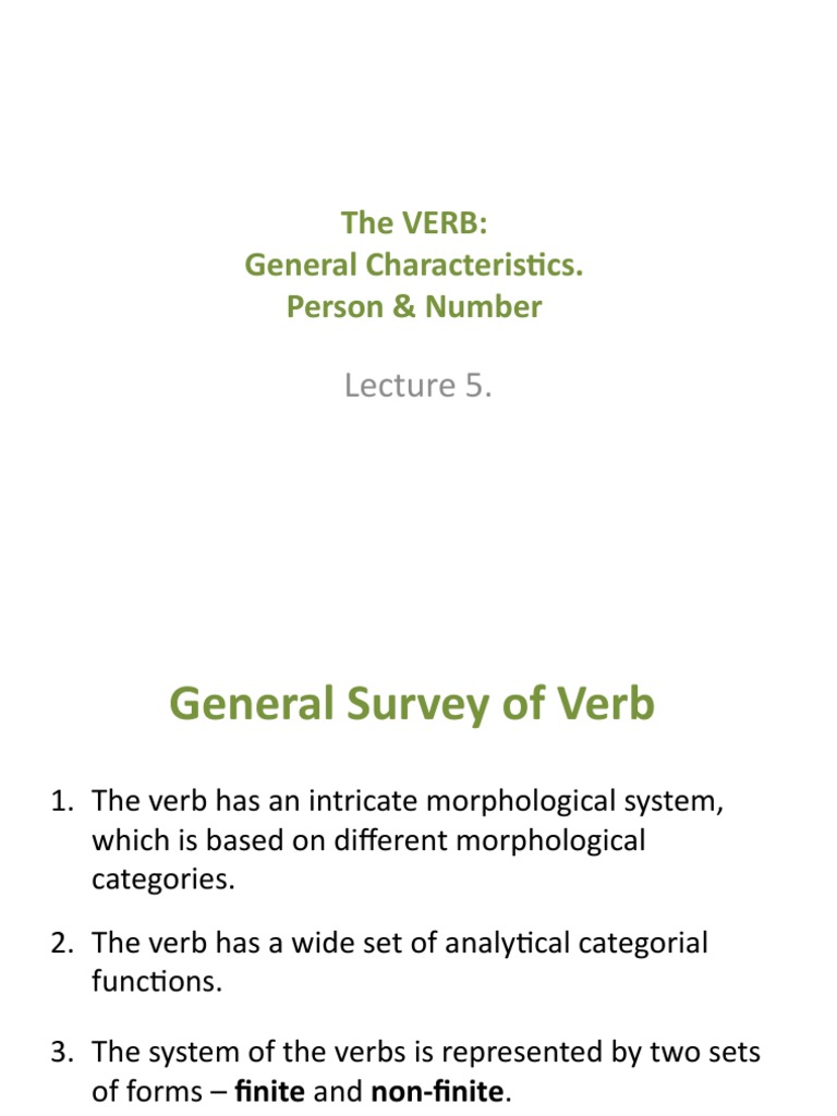 The VERB: General Characteristics. Person & Number | PDF | Verb ...