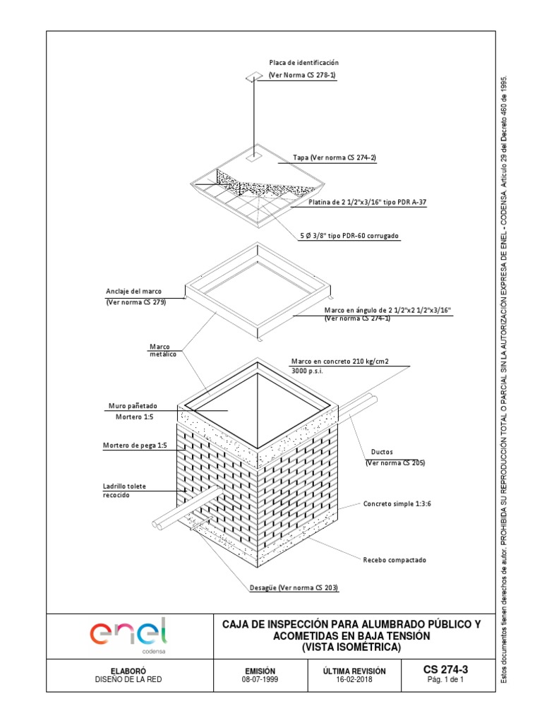 CS 274-3 Caja de Inspección para Alumbrado Público y Acometidas en Baja Tensión (Vista ...