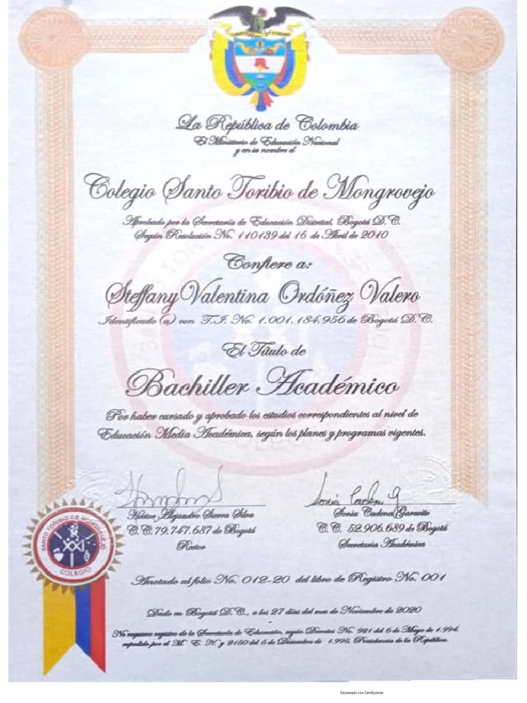 Diploma Bachiller | PDF