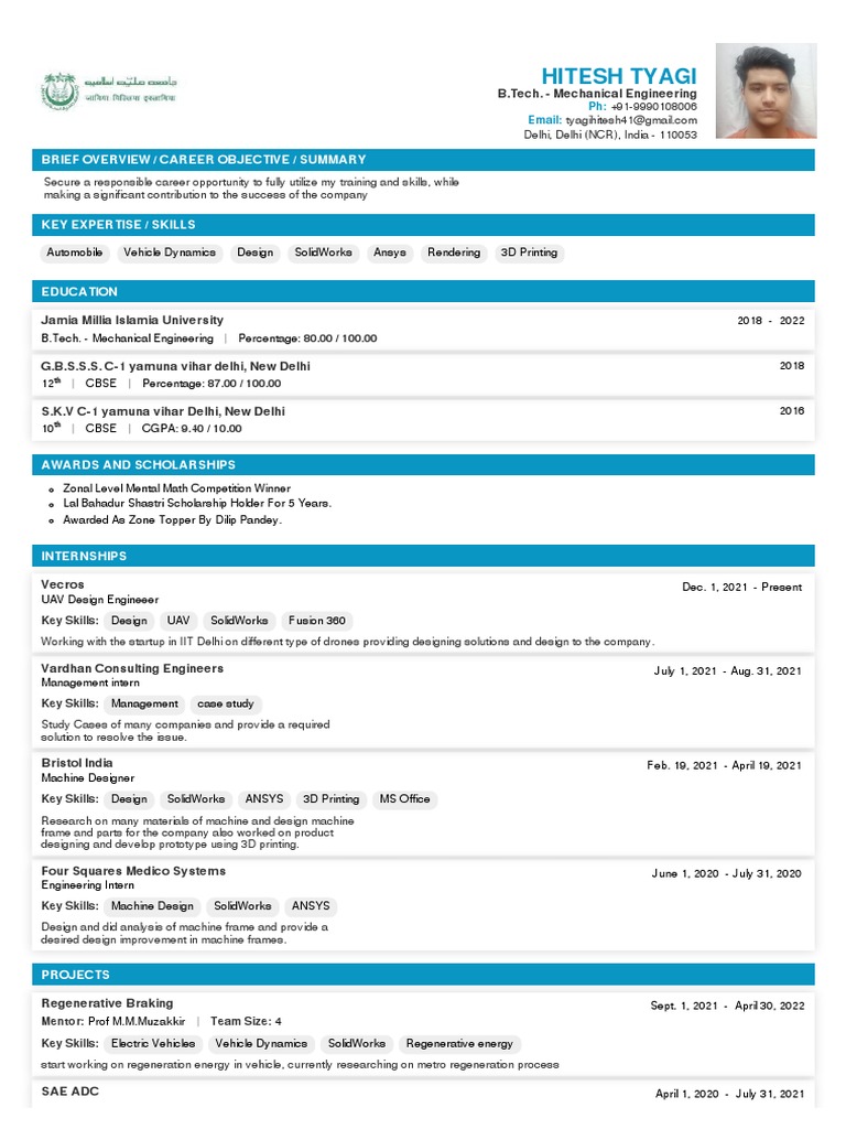 Resume Hitesh | PDF | Delhi | Transport