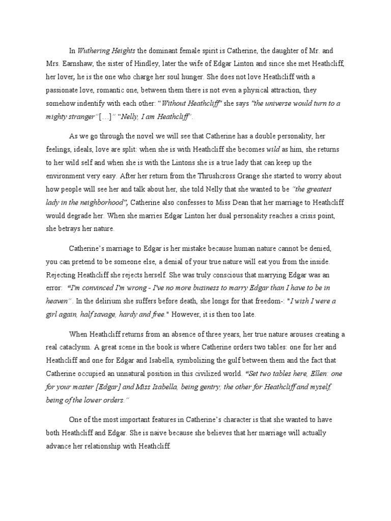 Catherine Earnshaw | PDF | Heathcliff (Wuthering Heights) | Wuthering ...