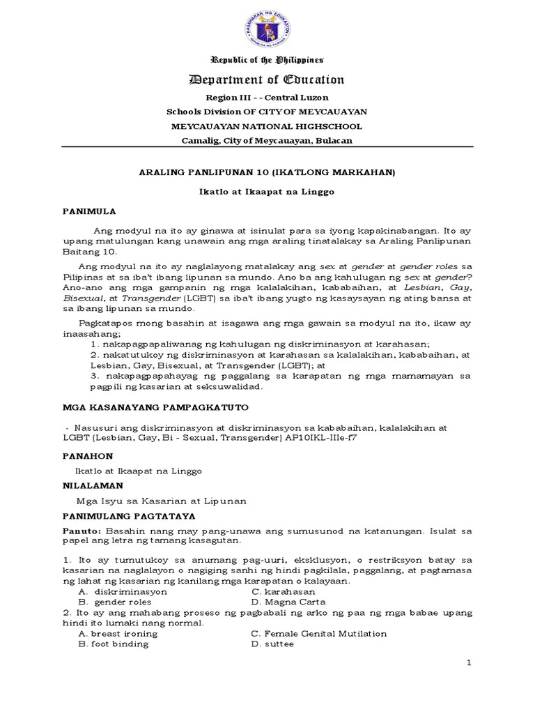 AP 10 3rd Quarter Week 3 4 PDF | PDF