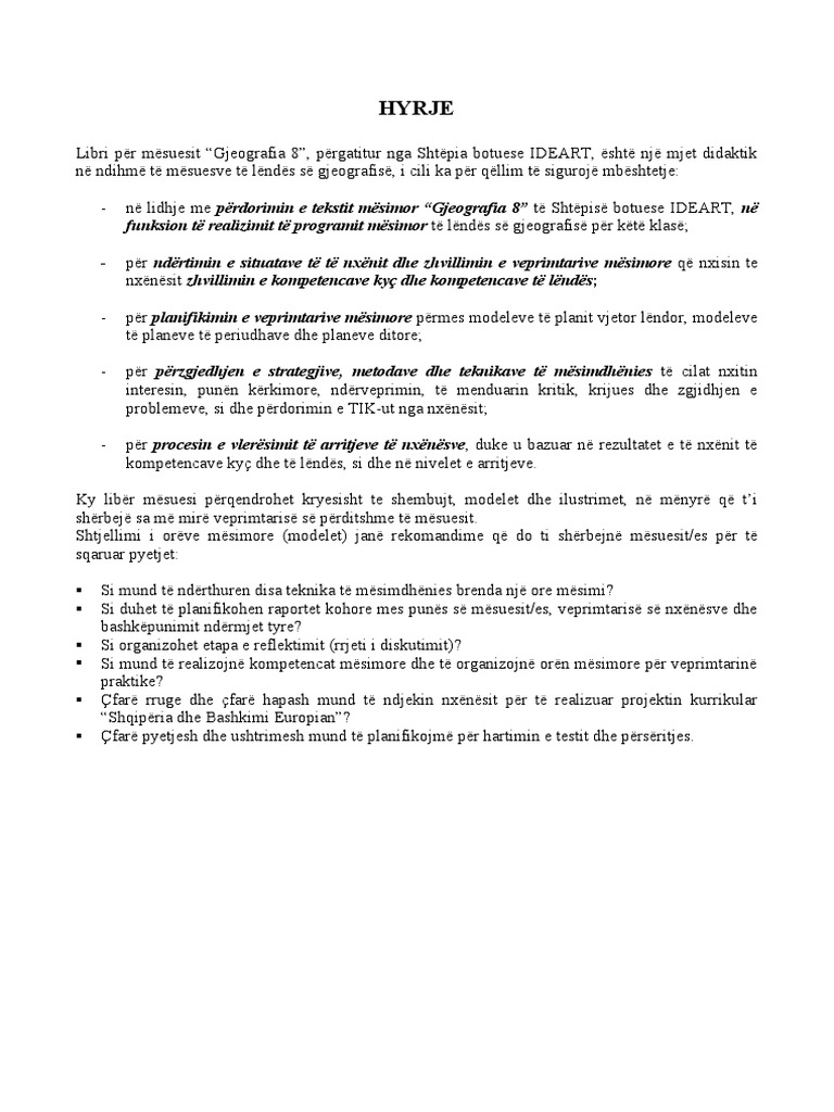 GJEOGRAFIA 8 Hyrja | PDF