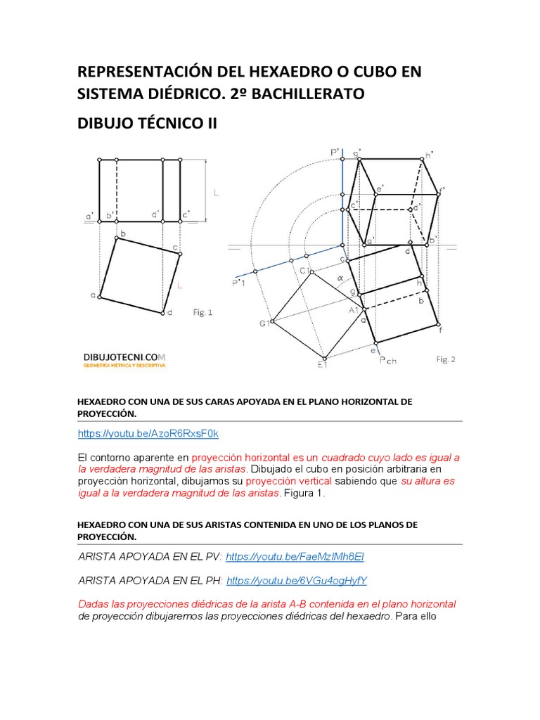 Representación Del Hexaedro o Cubo en Sistema Diédrico | PDF | Triángulo | Geometría