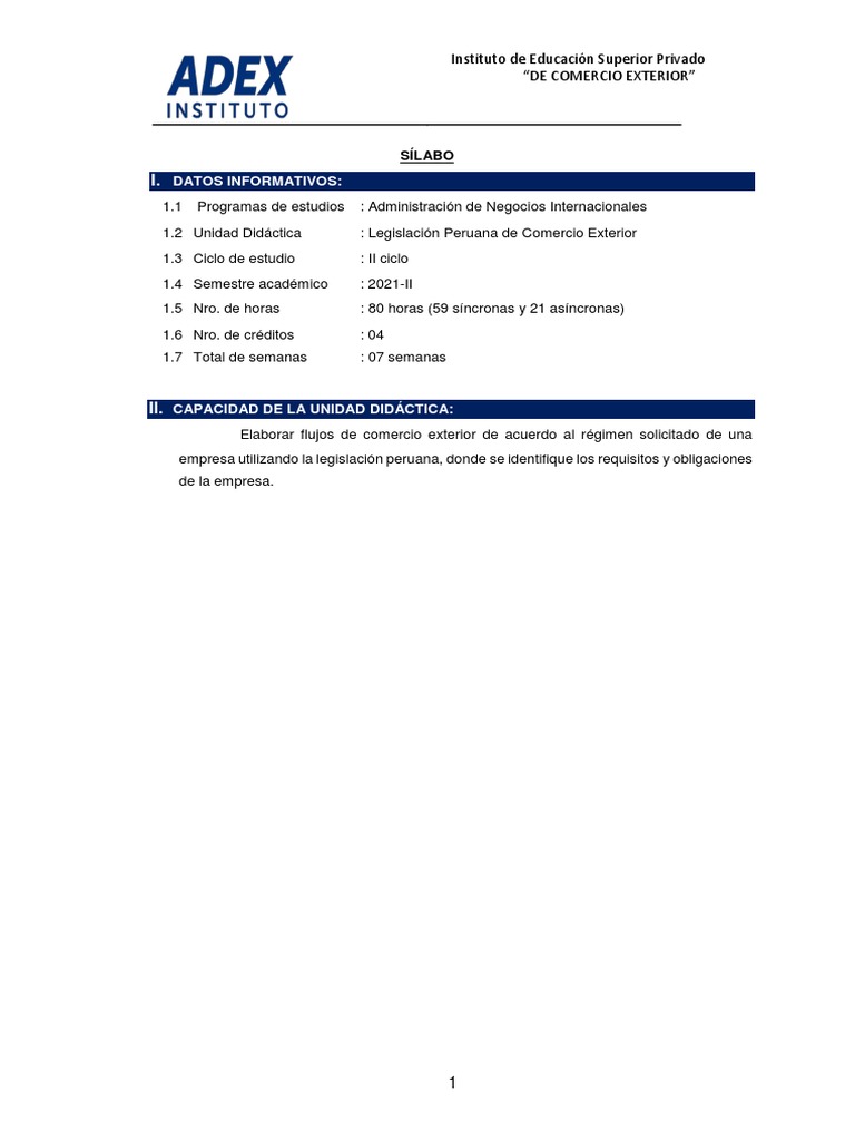 2 - Legislación Peruana Del Comercio Exterior - 2021-II - NNII - 7sem | PDF | aduana | El ...