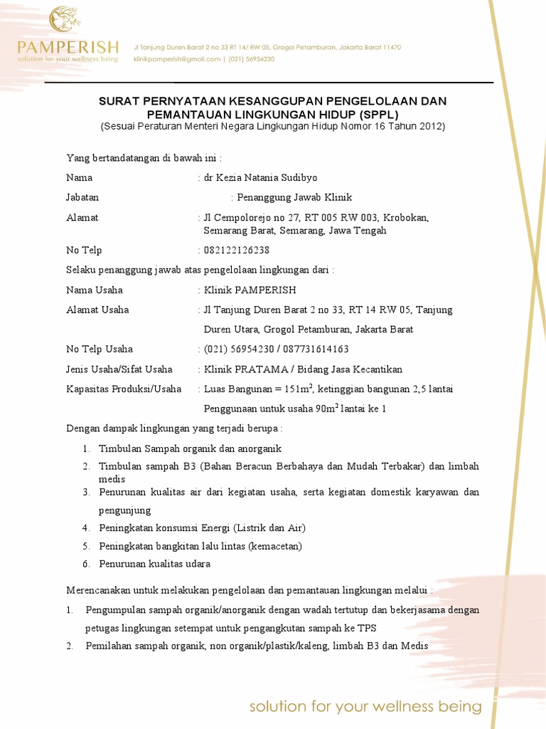 Surat Permohonan SPPL Terbaru | PDF