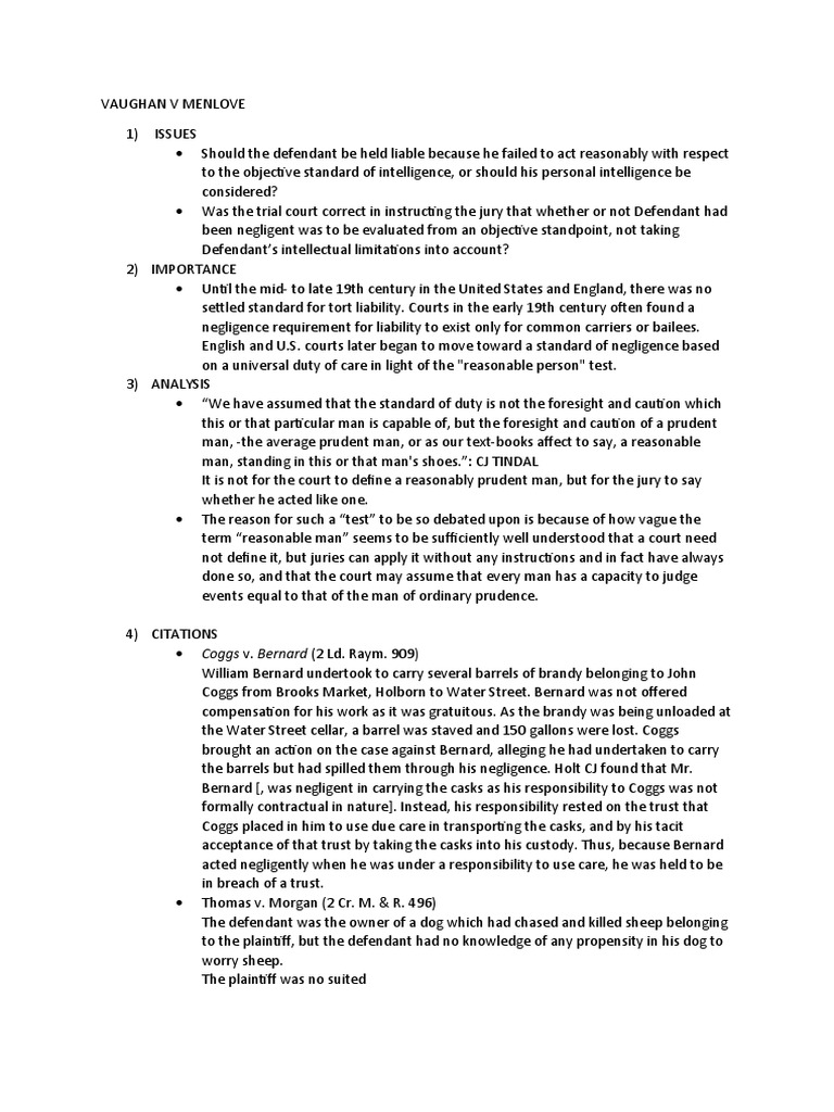 The Objective Standard of Reasonableness: Vaughan v. Menlove and the ...