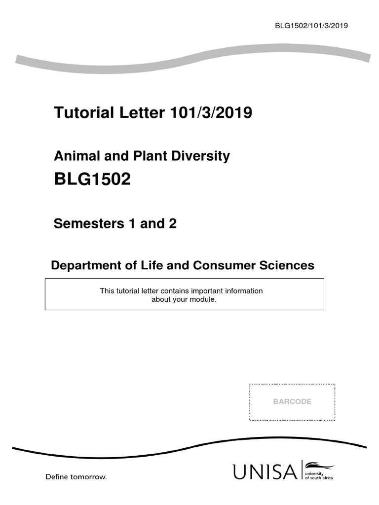 BLG 1502 Tut Letter-1 | PDF | Plants | Fungus