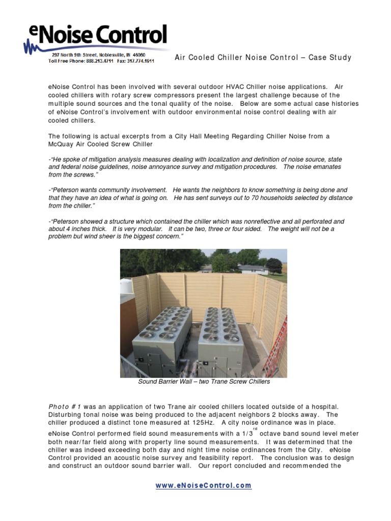 Air Cooled Chiller Noise Control - Case Study | PDF | Noise | Sound