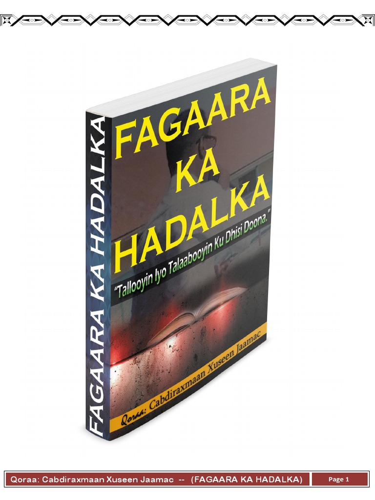 Qoraa - Cabdiraxmaan Xuseen Jaamac - (FAGAARA KA HADALKA) (PDFDrive) | PDF