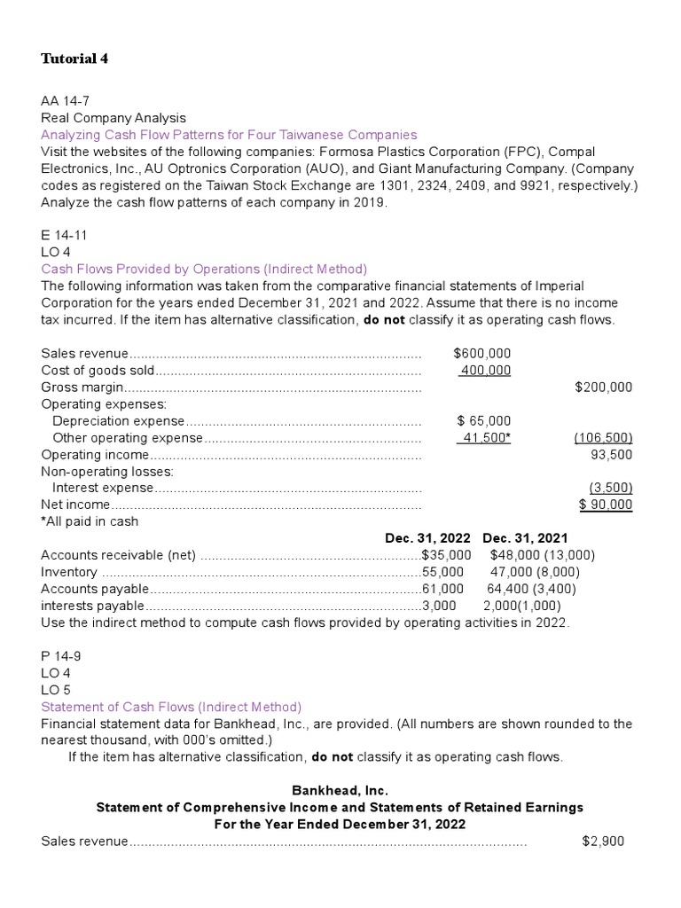 Tutorial 4 - Questions | PDF | Equity (Finance) | Expense