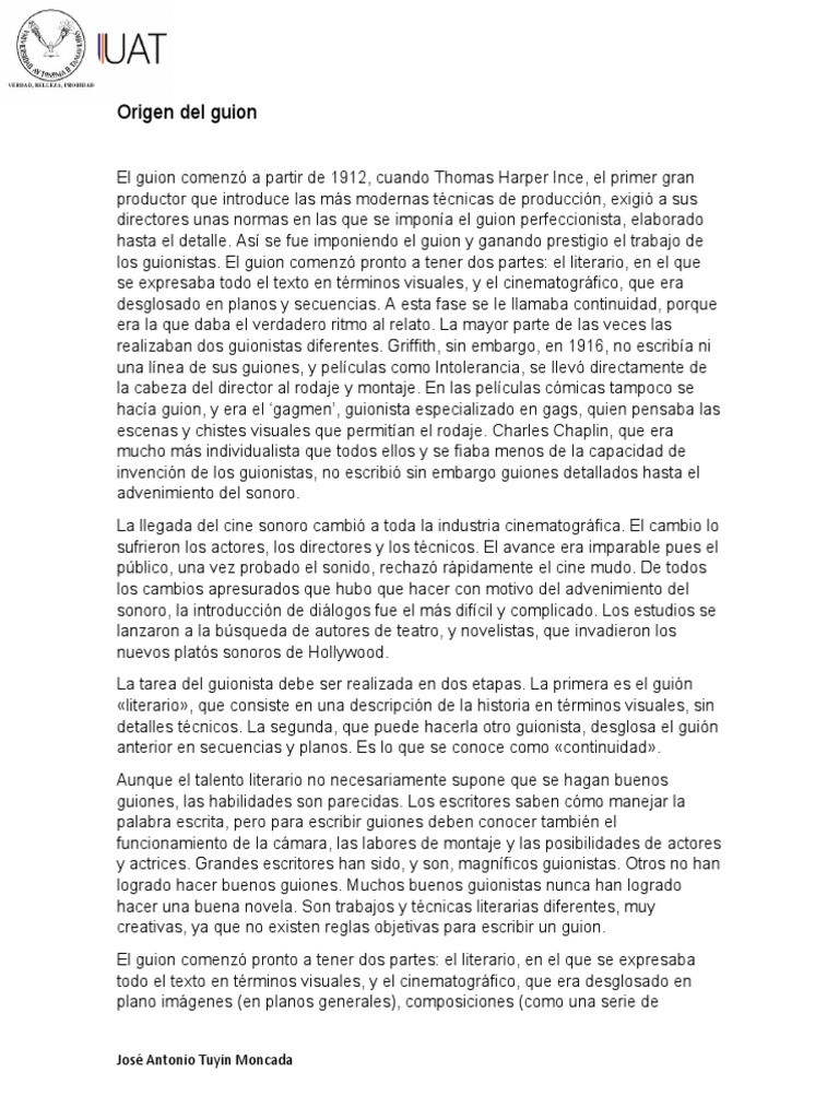Origen Del Guion | PDF | Guión