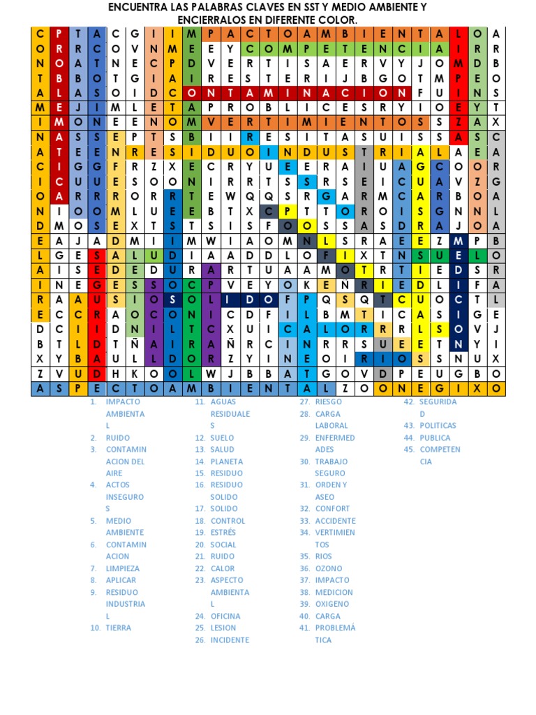 Sopa de Letras: Contaminación Ambiental | PDF