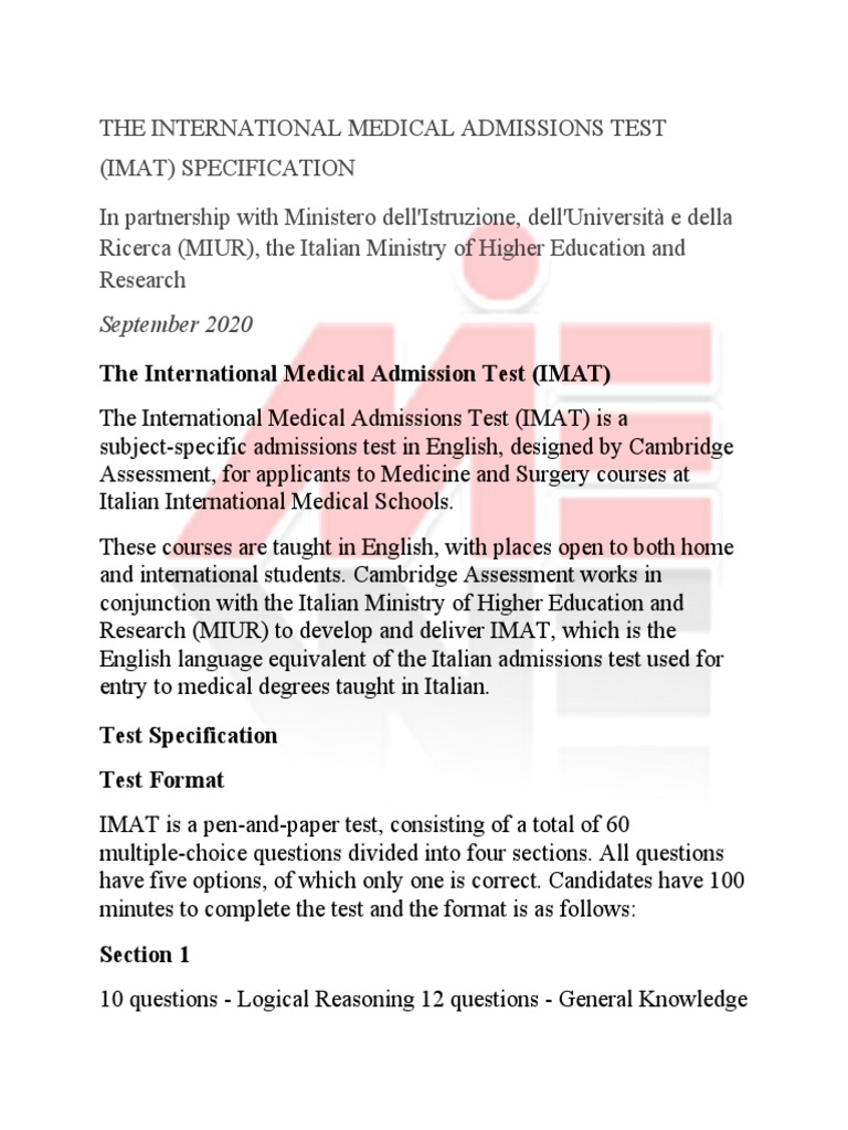 IMAT Complete Guide - Sample of The Test | PDF | Trigonometric ...