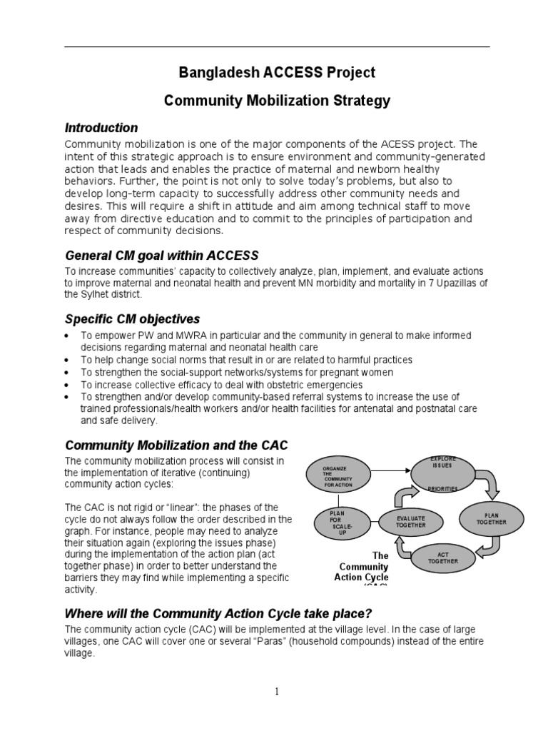 Bangladesh ACCESS Project Community Mobilization Strategy: The ...