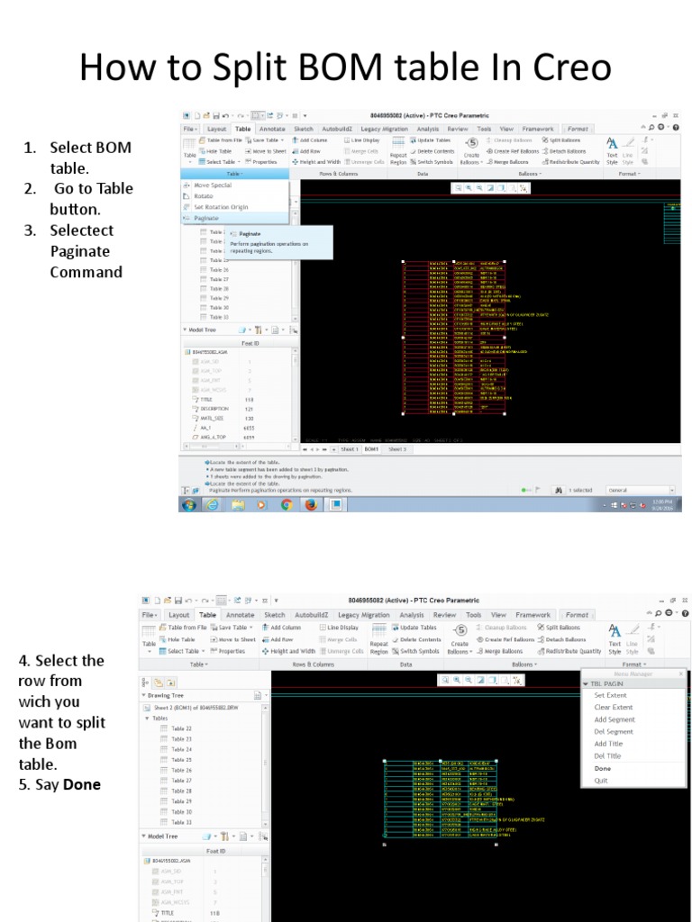 Split BOM Table in Creo Drawing | PDF | Computers