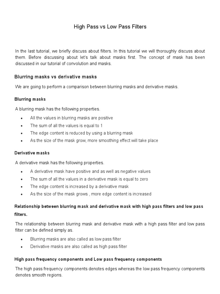 High Pass Vs Low Pass Filters | Download Free PDF | Low Pass Filter ...