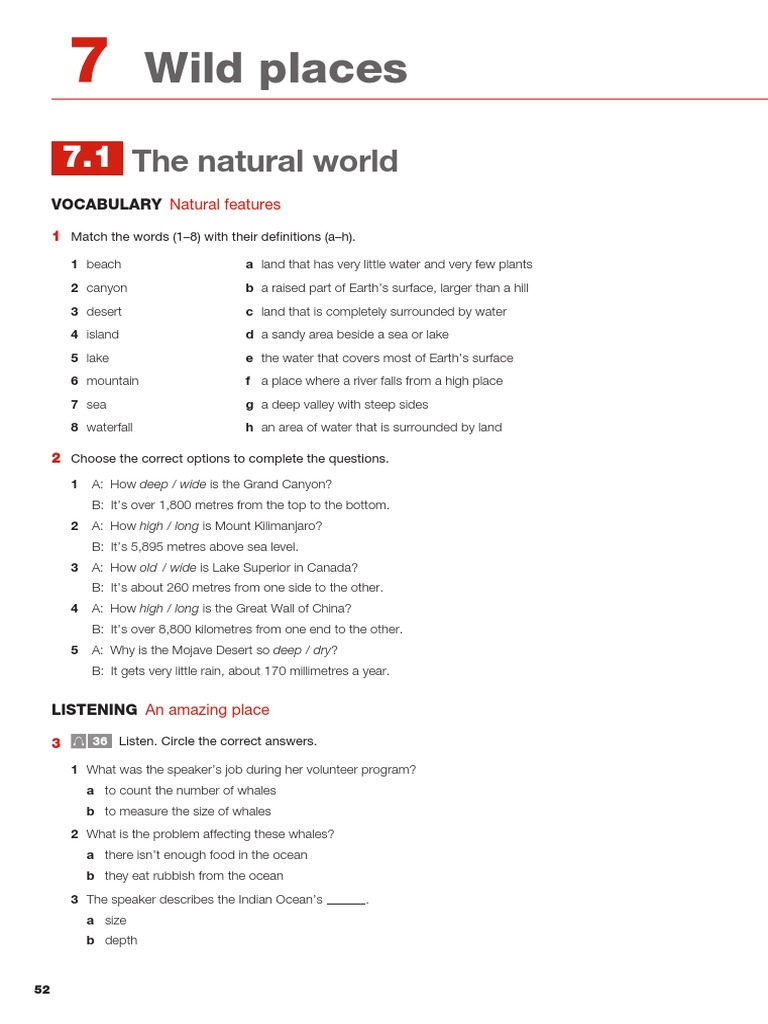 Elementary Workbook Unit7 | PDF | Sea | Desert