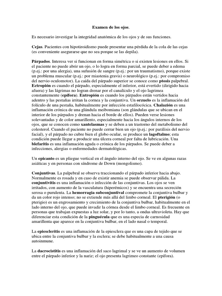 Examen de Los Ojos | PDF | Ojo humano | Percepción visual
