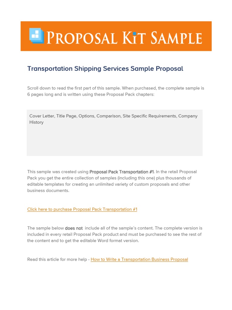 Transportation Shipping Logistics Proposal | PDF | Service Industries ...