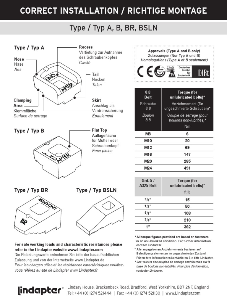 Lindapter Type BR Installation Guide | PDF
