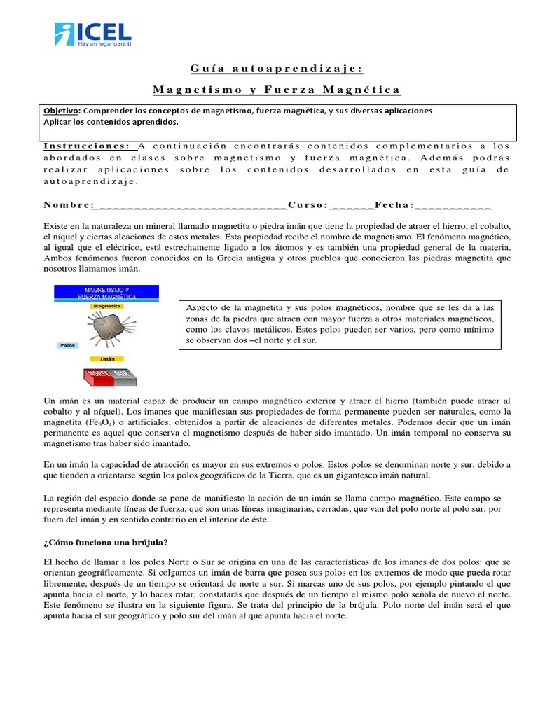 Guía-Magnetismo-y-Fuerza-Magnética | PDF | Imán | Magnetismo