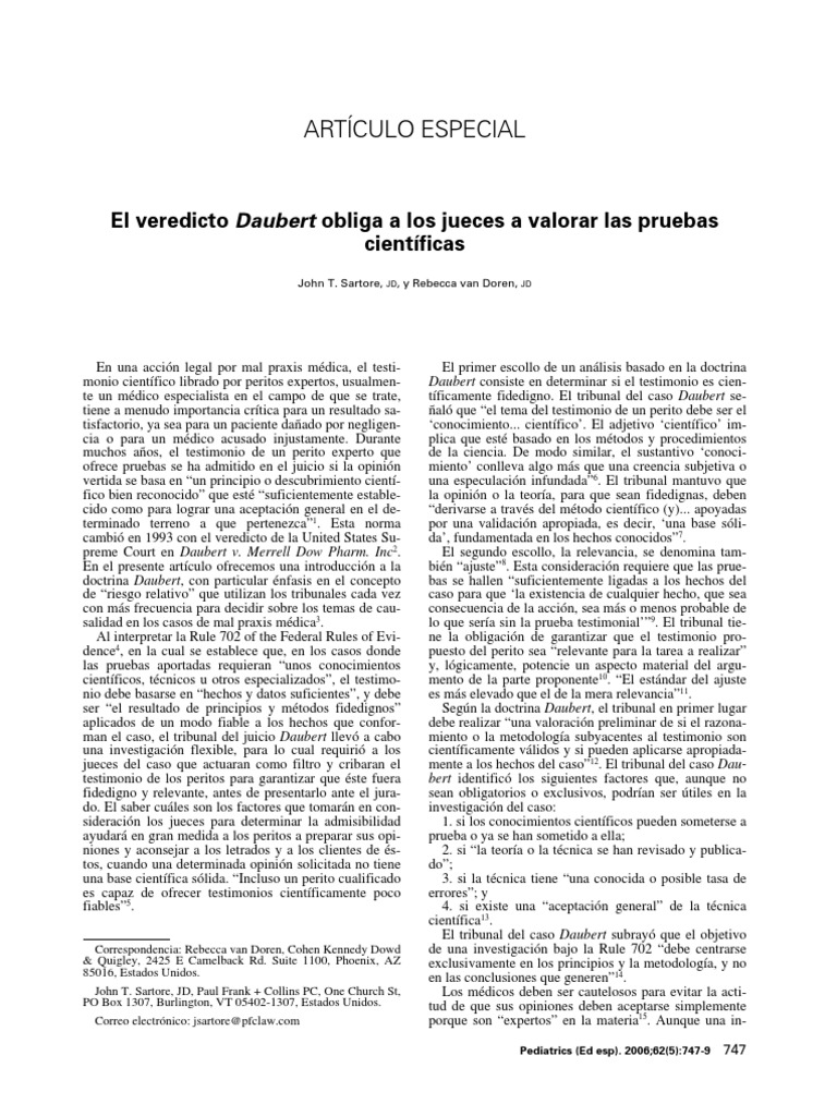Daubert y su impacto en mal praxis médica | PDF | Testigo experto | Science