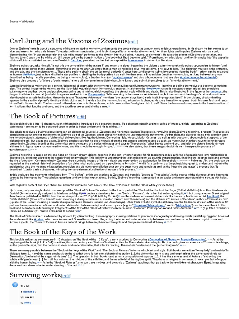 Carl Jung and The Visions of Zosimos | PDF | Alchemy