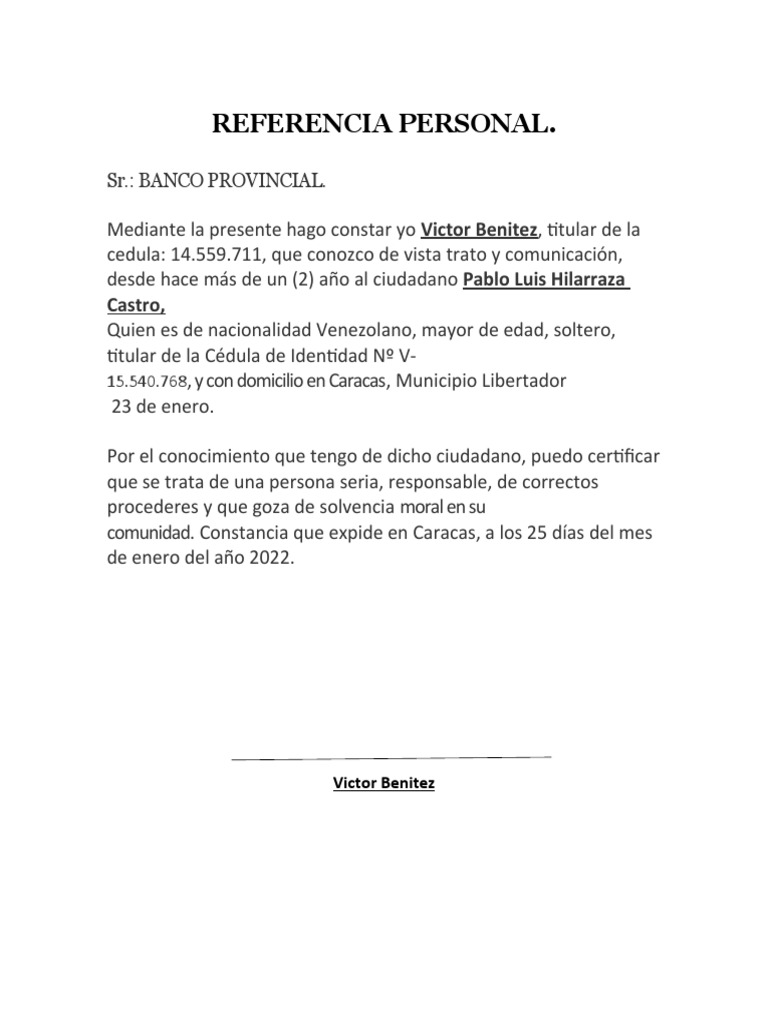 Referencia Personal | PDF