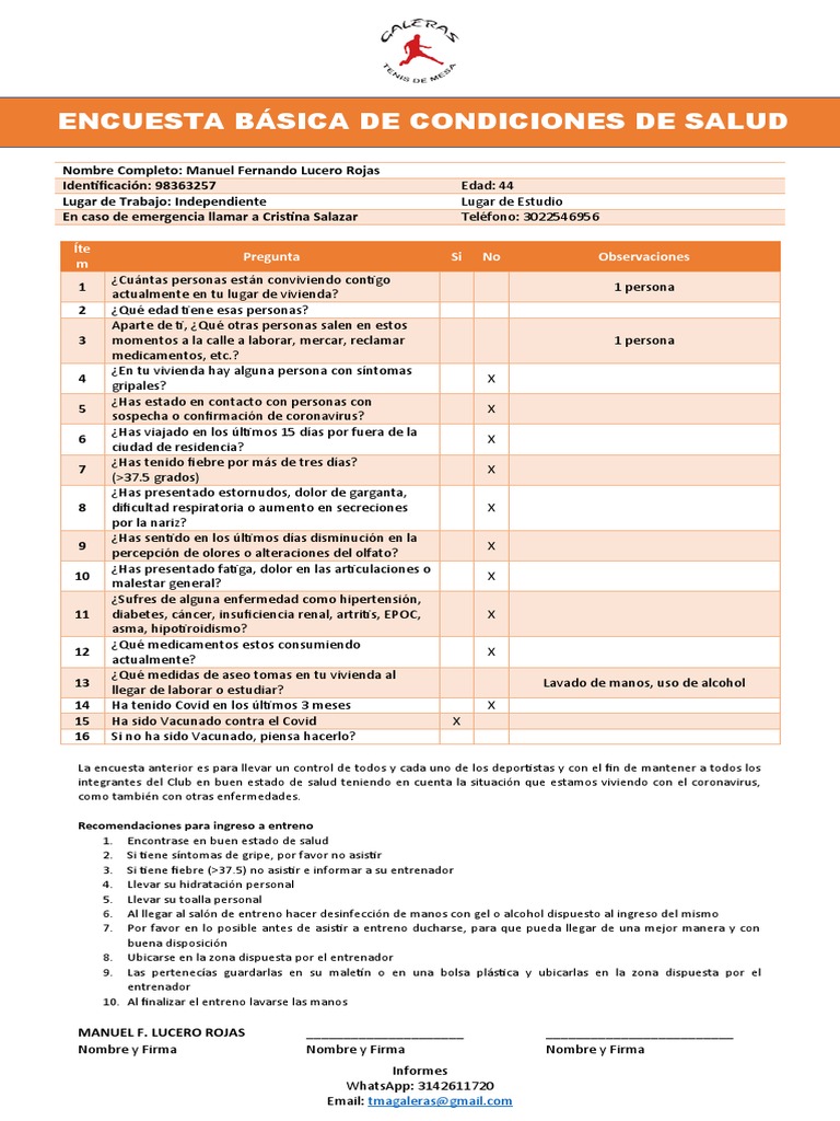 Encuesta de Salud | PDF | Ciencias de la Salud | Enfermedades y trastornos