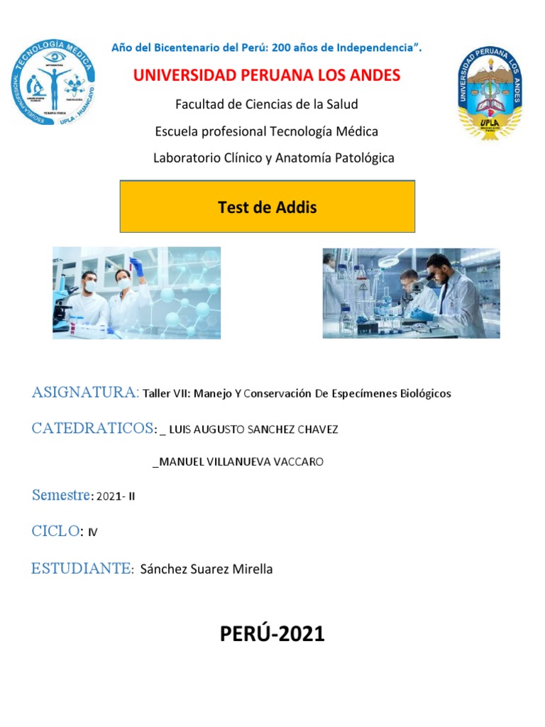 Test de Addis | PDF | Medicina | Medicina CLINICA
