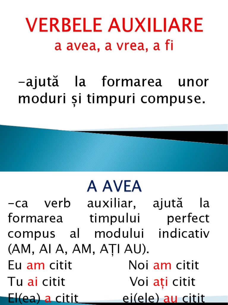 Verbele - Auxiliare 1 | PDF