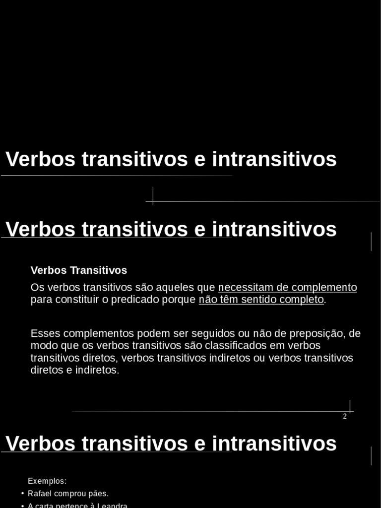 Verbos Transitivos e Intransitivos | PDF | Ciência cognitiva ...