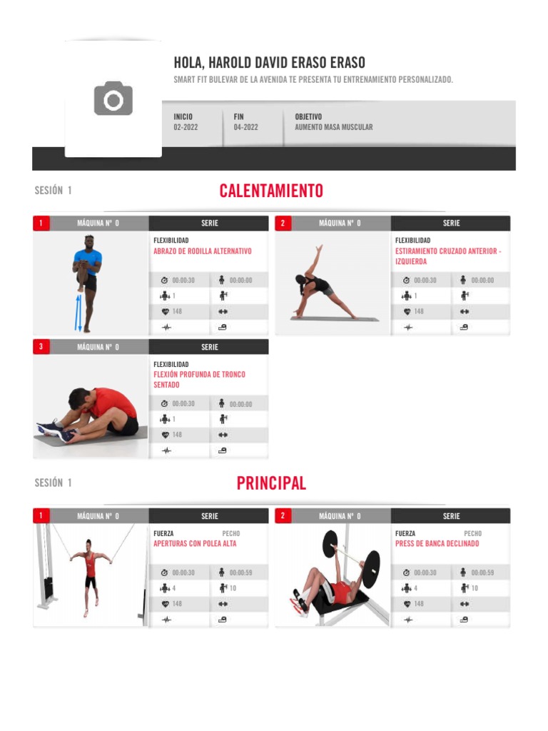 Rutina Entrenamiento Smartfit | PDF | Manejo de la obesidad | Aficiones