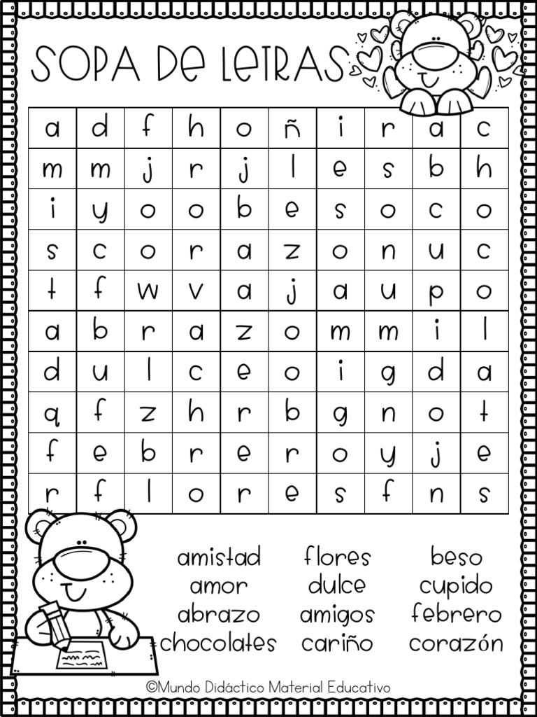 Sopa de Letras San Valentin | PDF