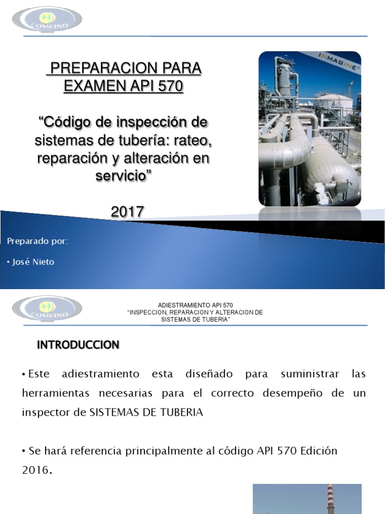 Presentacion API 570 | PDF | Tubería (transporte de fluidos) | Construcción