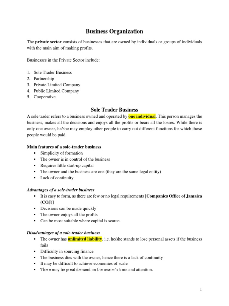 Business Organization Handout | PDF | Partnership | Limited Partnership