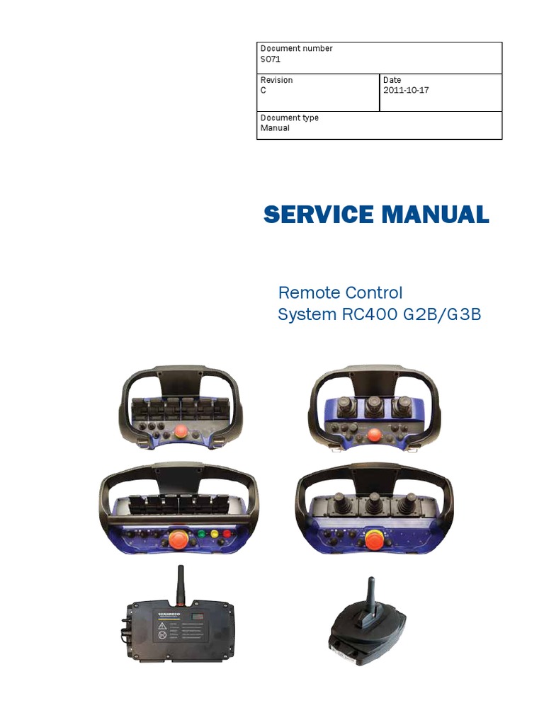 Service Manual: Remote Control System RC400 G2B/G3B | PDF | Crane ...