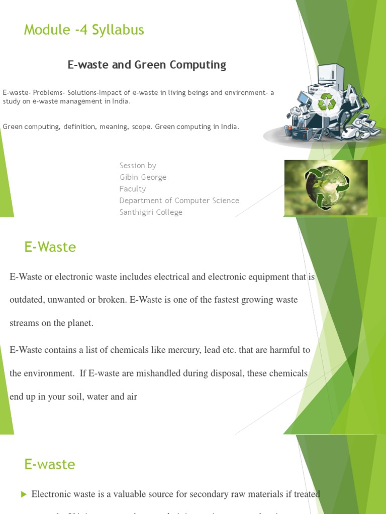E-Waste Management Modue4 | PDF | Electronic Waste | Waste Management
